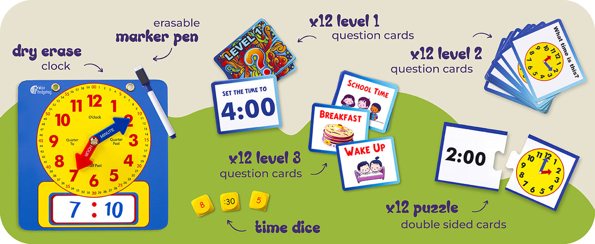 Learning Clock Bundle - Telling Time Teaching Clock & Teaching Time Ac ...